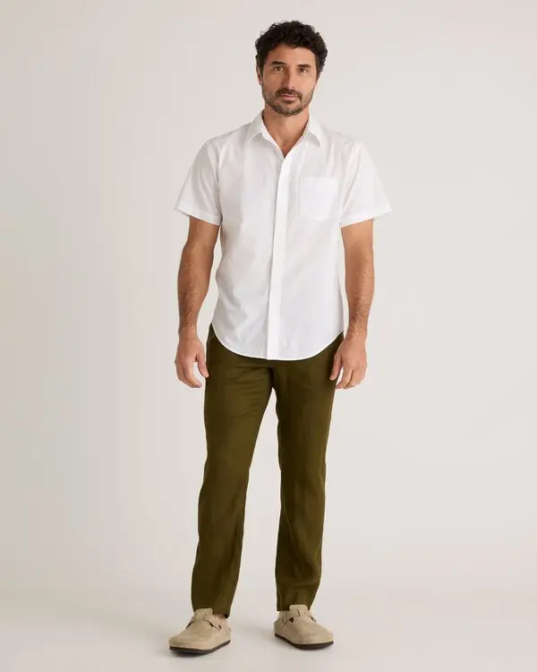 Quince Stretch Poplin Short Sleeve Shirt - White