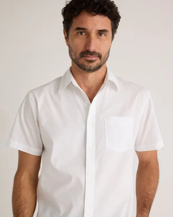 Quince Stretch Poplin Short Sleeve Shirt - White
