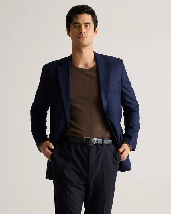 Quince Stretch Wool Blazer - Navy