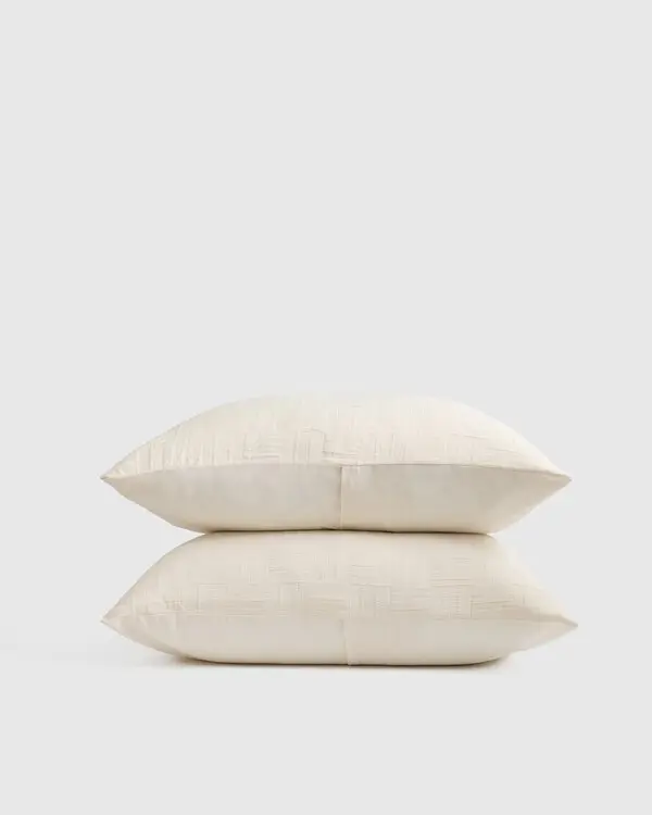 Quince Checkered Matelasse Sham Set - Undyed