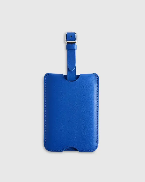 Quince Nappa Leather Rfid Blocking Passport Holder & Luggage Tags Set - Cobalt Blue