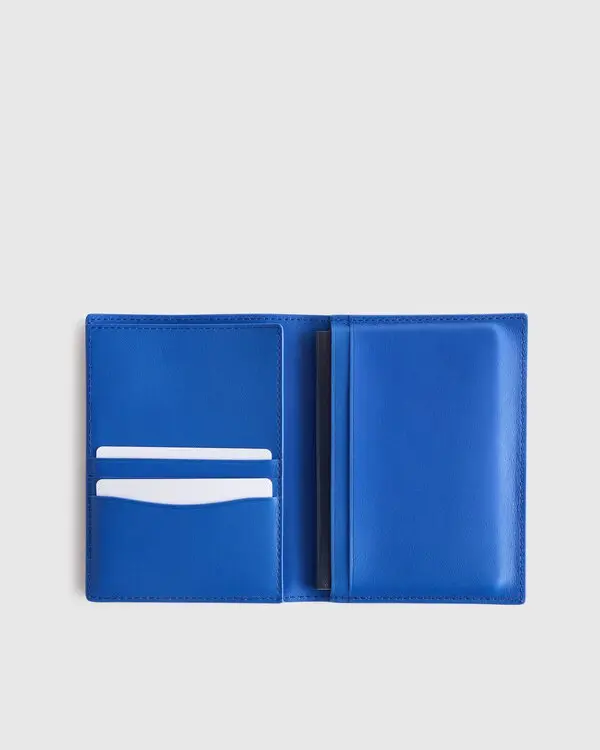 Quince Nappa Leather Rfid Blocking Passport Holder & Luggage Tags Set - Cobalt Blue