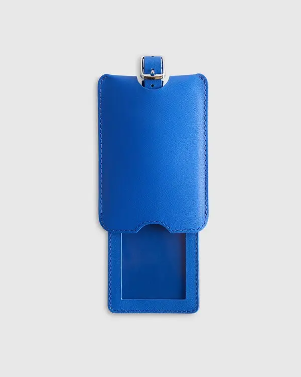 Quince Nappa Leather Rfid Blocking Passport Holder & Luggage Tags Set - Cobalt Blue