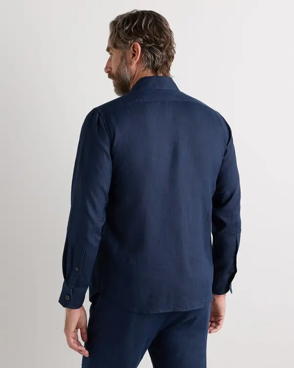 Quince 100% European Linen Utility Shirt - Deep Navy