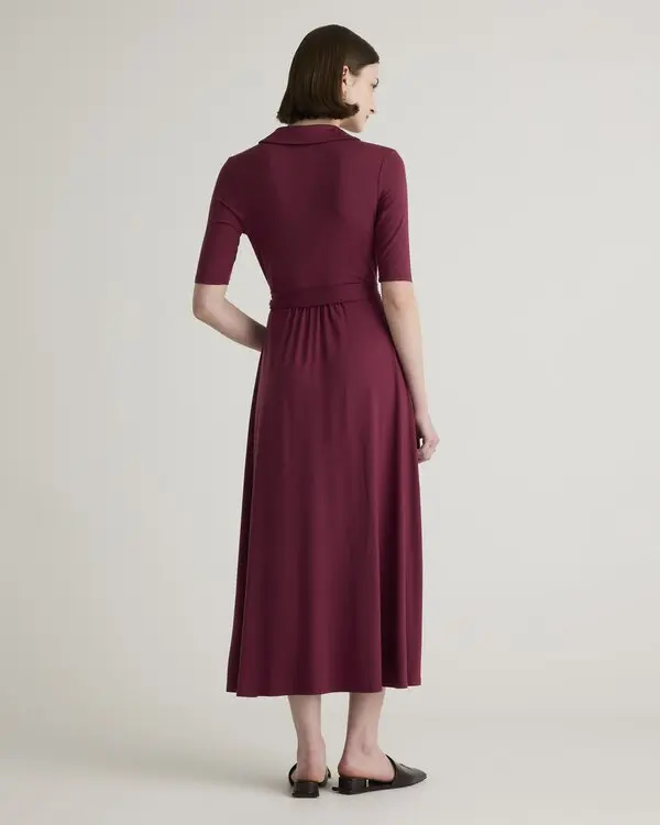 quince women's tencel jersey midi wrap dress reviews Quince Tencel Jersey Midi Wrap Dress - Wine
