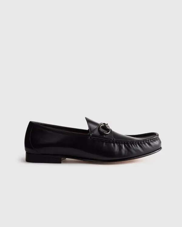Quince Calfskin Leather Horsebit Loafer - Black