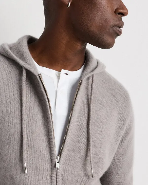 Quince Mongolian Cashmere Full-zip Hoodie - Morel Grey