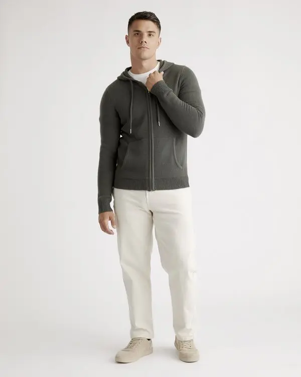 Quince Cashmere Full-zip Hoodie - Moss