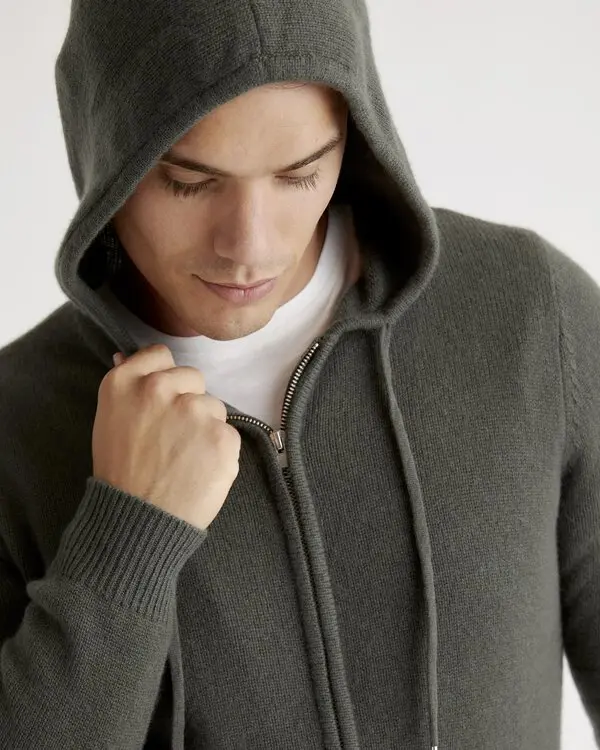 Quince Cashmere Full-zip Hoodie - Moss
