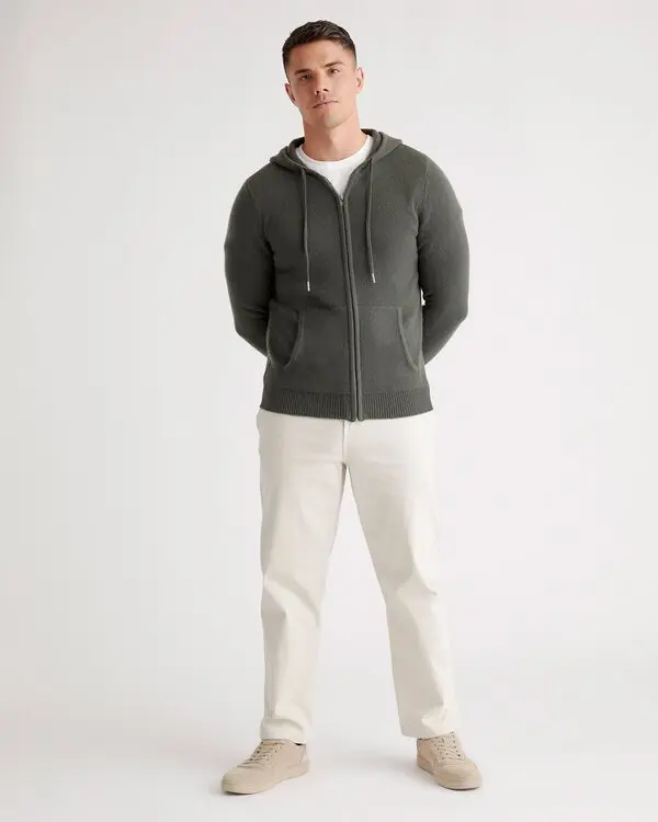 Quince Cashmere Full-zip Hoodie - Moss