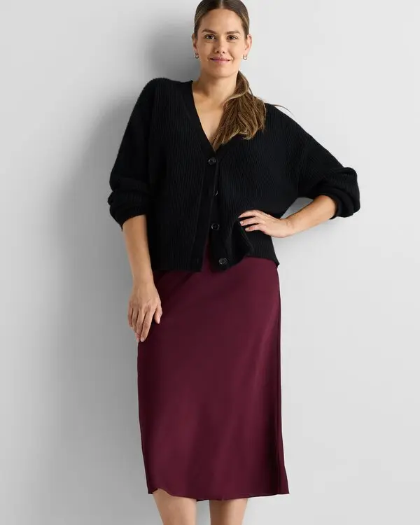 Quince Stretch Silk Maternity Skirt - Wine Tasting Red