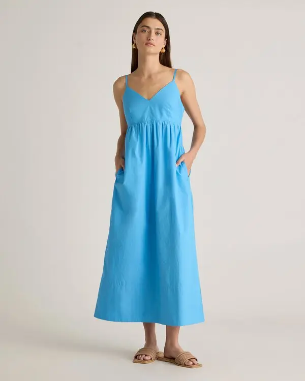 Quince Organic Cotton Sleeveless Maxi Dress - Cornflower Blue