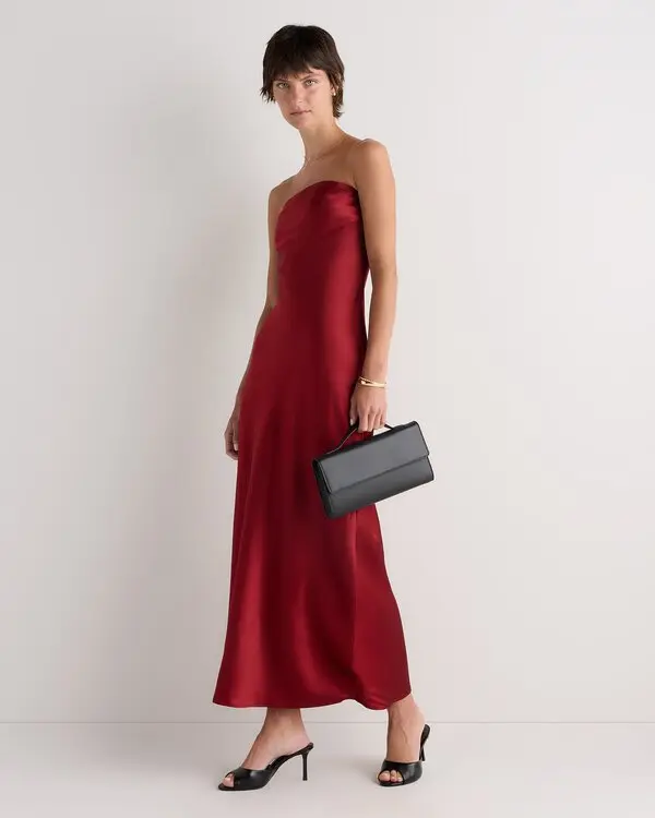 Quince Strapless Midi Dress - Clay Red
