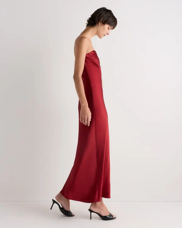 Quince Strapless Midi Dress - Clay Red