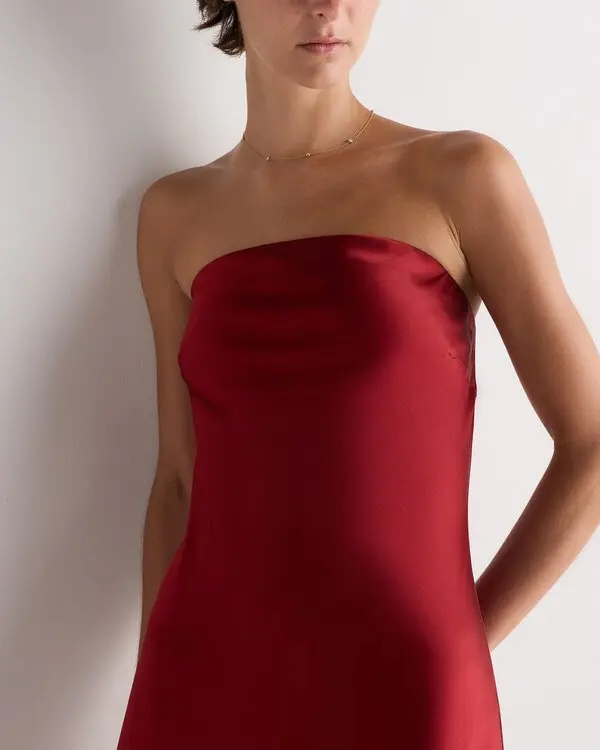 Quince Strapless Midi Dress - Clay Red
