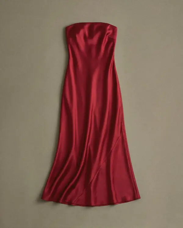 Quince Strapless Midi Dress - Clay Red