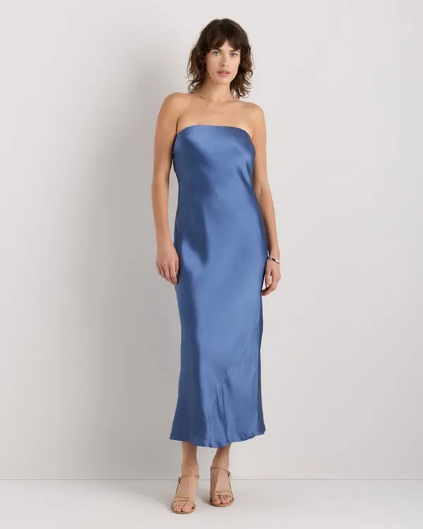 Quince Strapless Midi Dress - Moonstone Blue