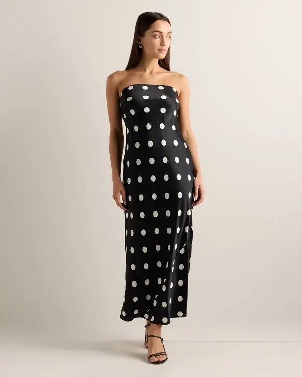 Quince Strapless Midi Dress - Noir Large Dot