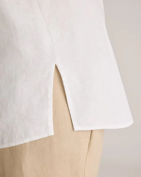 Quince 100% European Linen Maternity Camp Shirt - White