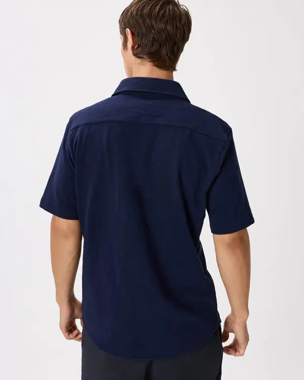 Quince Slub Short Sleeve Button Up Shirt - Deep Navy