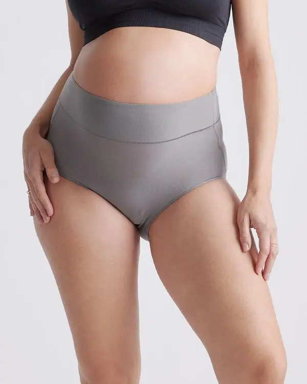 Quince Micromodal Maternity & Postpartum Brief - Black/grey