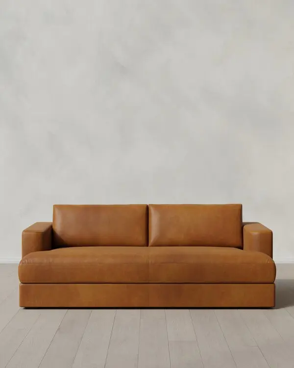 Quince Sierra Curved Arm Leather Sofa - Auburn