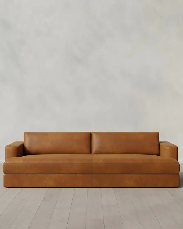 Quince Sierra Curved Arm Leather Sofa - Auburn