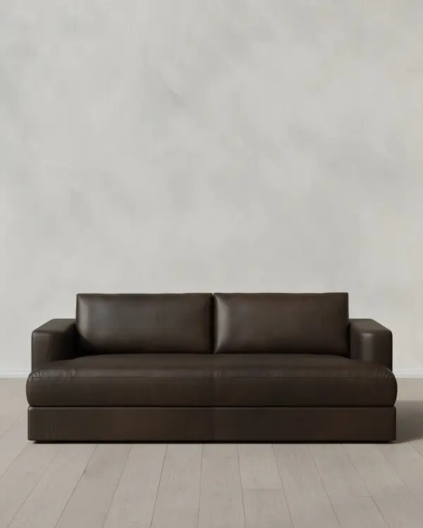 Quince Sierra Curved Arm Leather Sofa - Smoke