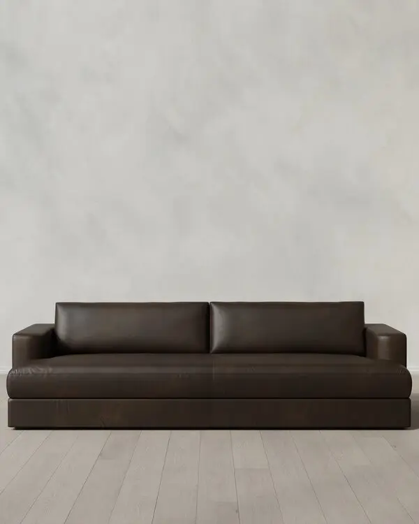 Quince Sierra Curved Arm Leather Sofa - Smoke