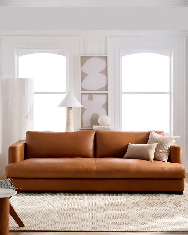 Quince Sierra Curved Arm Leather Sofa - Smoke