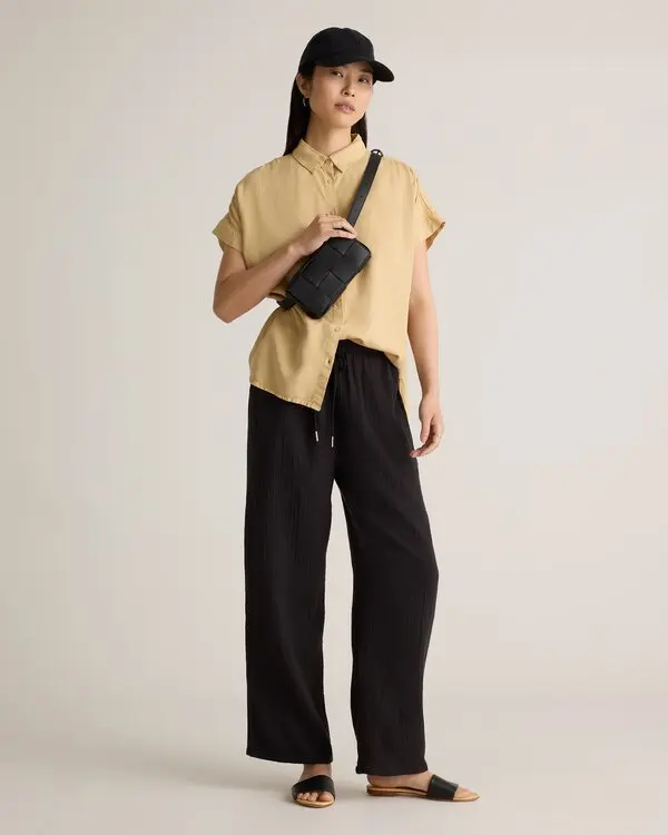 Quince Italian Leather Handwoven Box Belt Bag - Black