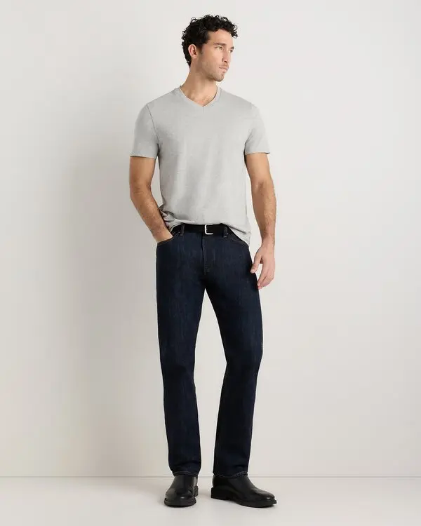 Quince 100% Pima Cotton Luxe Touch V-neck T-shirt - Heather Grey