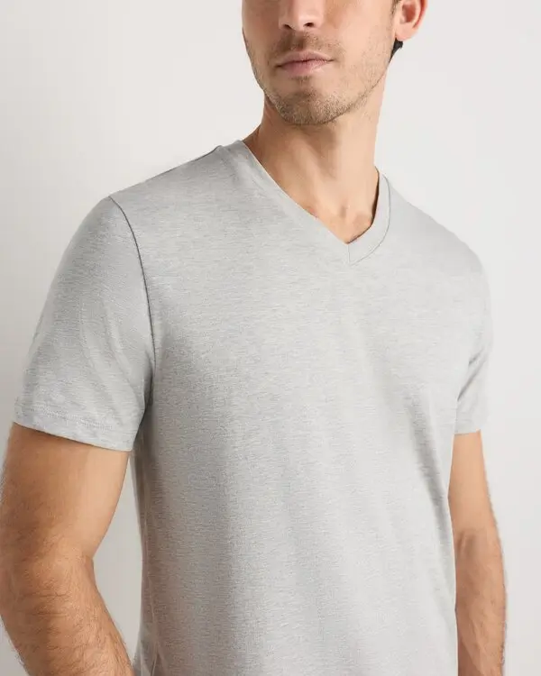 Quince 100% Pima Cotton Luxe Touch V-neck T-shirt - Heather Grey