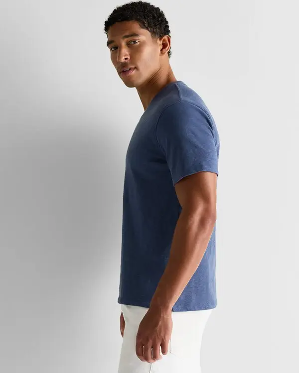 Quince Slub V-neck T-shirt - Storm Blue