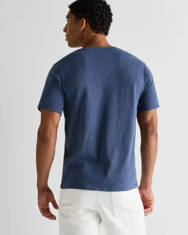 Quince Slub V-neck T-shirt - Storm Blue
