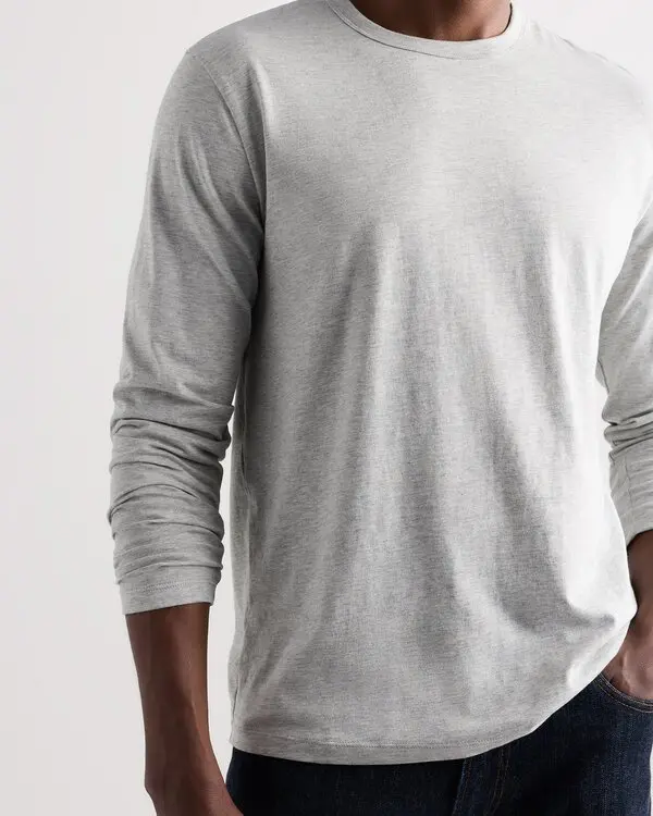 Quince 100% Pima Cotton Luxe Touch Long Sleeve T-shirt - Heather Grey