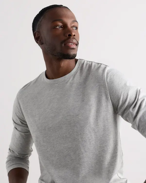 Quince 100% Pima Cotton Luxe Touch Long Sleeve T-shirt - Heather Grey