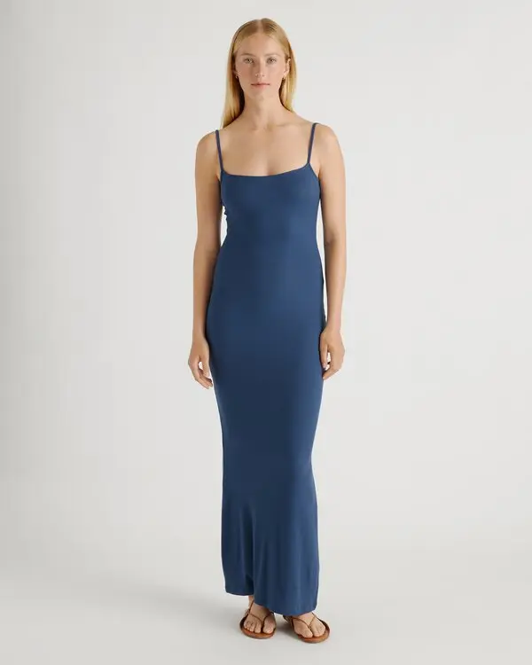 Quince Tencel Rib Knit Maxi Slip Dress - Navy
