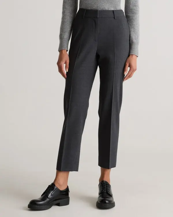 Quince Italian Wool Slim Leg Ankle Pants - Coal Melange