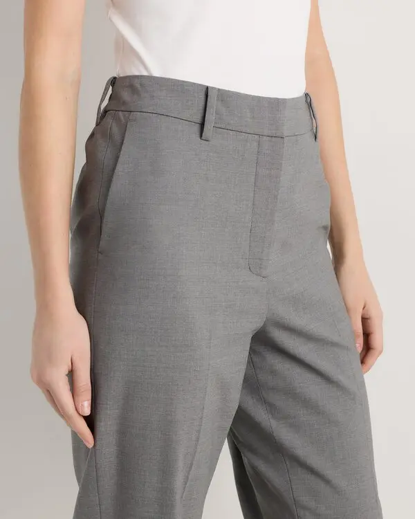 Quince Italian Wool Slim Leg Ankle Trousers - Grey Melange