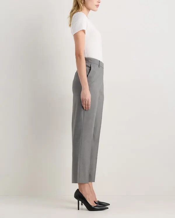 Quince Italian Wool Slim Leg Ankle Trousers - Grey Melange