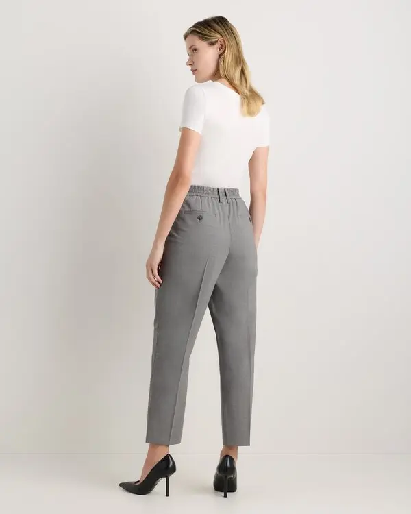 Quince Italian Wool Slim Leg Ankle Trousers - Grey Melange