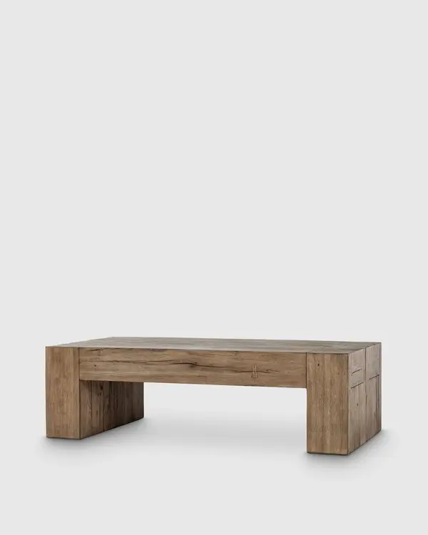 Quince Reclaimed Oak Waterfall Coffee Table - Cafe Brown