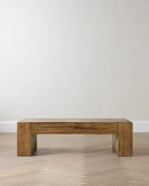 Quince Reclaimed Oak Waterfall Coffee Table - Cafe Brown
