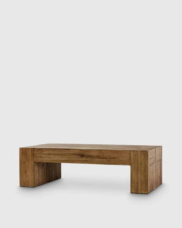 Quince Reclaimed Oak Waterfall Coffee Table - Cafe Brown