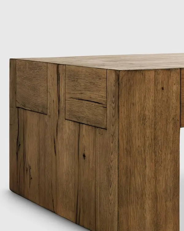 Quince Reclaimed Oak Waterfall Coffee Table - Cafe Brown