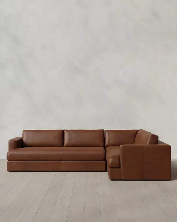 Quince Sierra Curved Arm L Sectional In Leather - Espresso