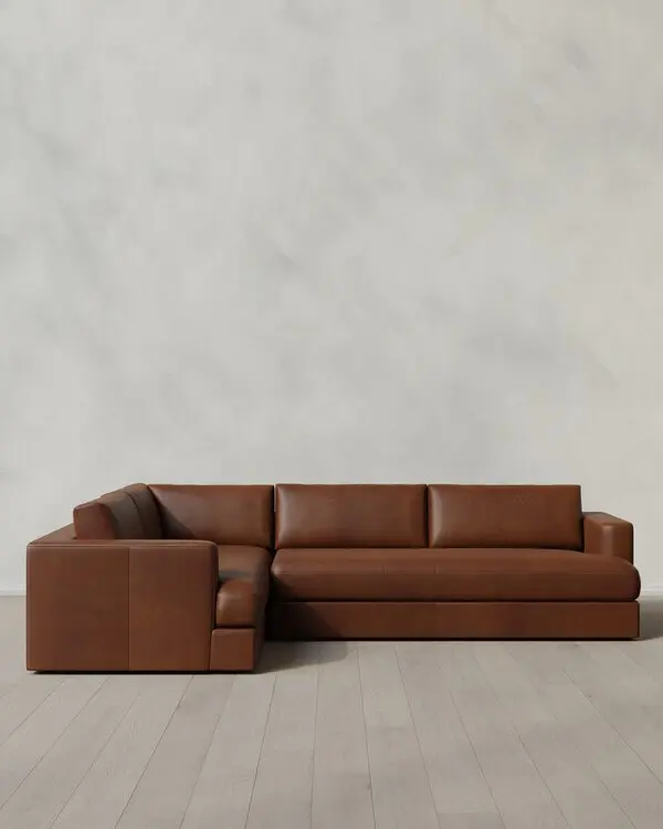 Quince Sierra Curved Arm L Sectional In Leather - Espresso