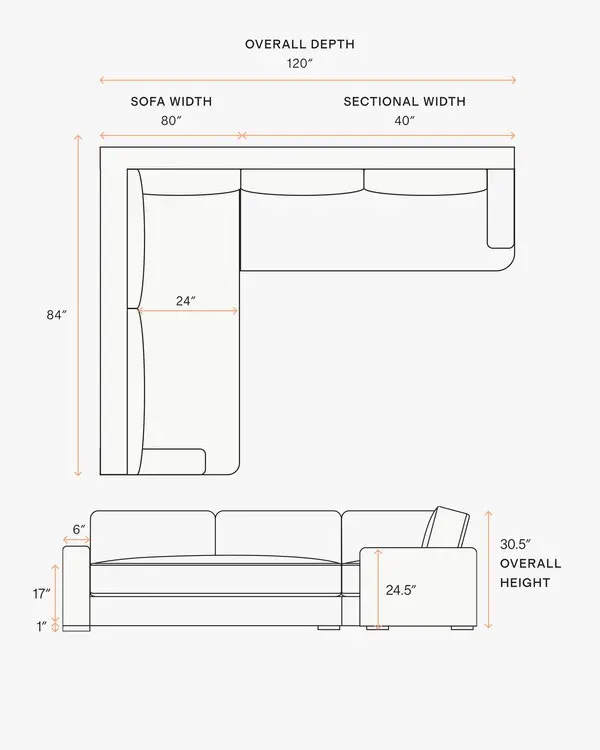 Quince Sierra Curved Arm L Sectional In Leather - Scotch