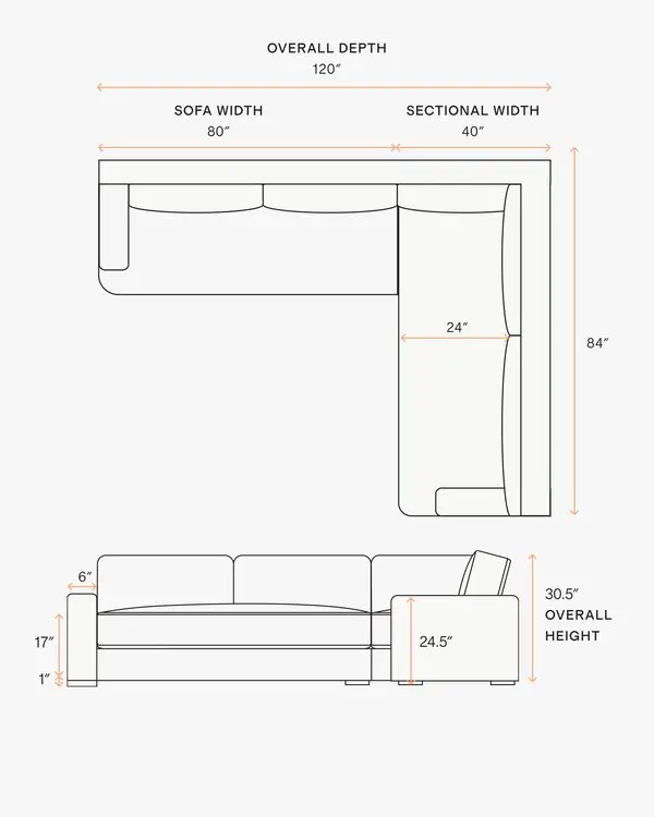 Quince Sierra Curved Arm L Sectional In Leather - Scotch
